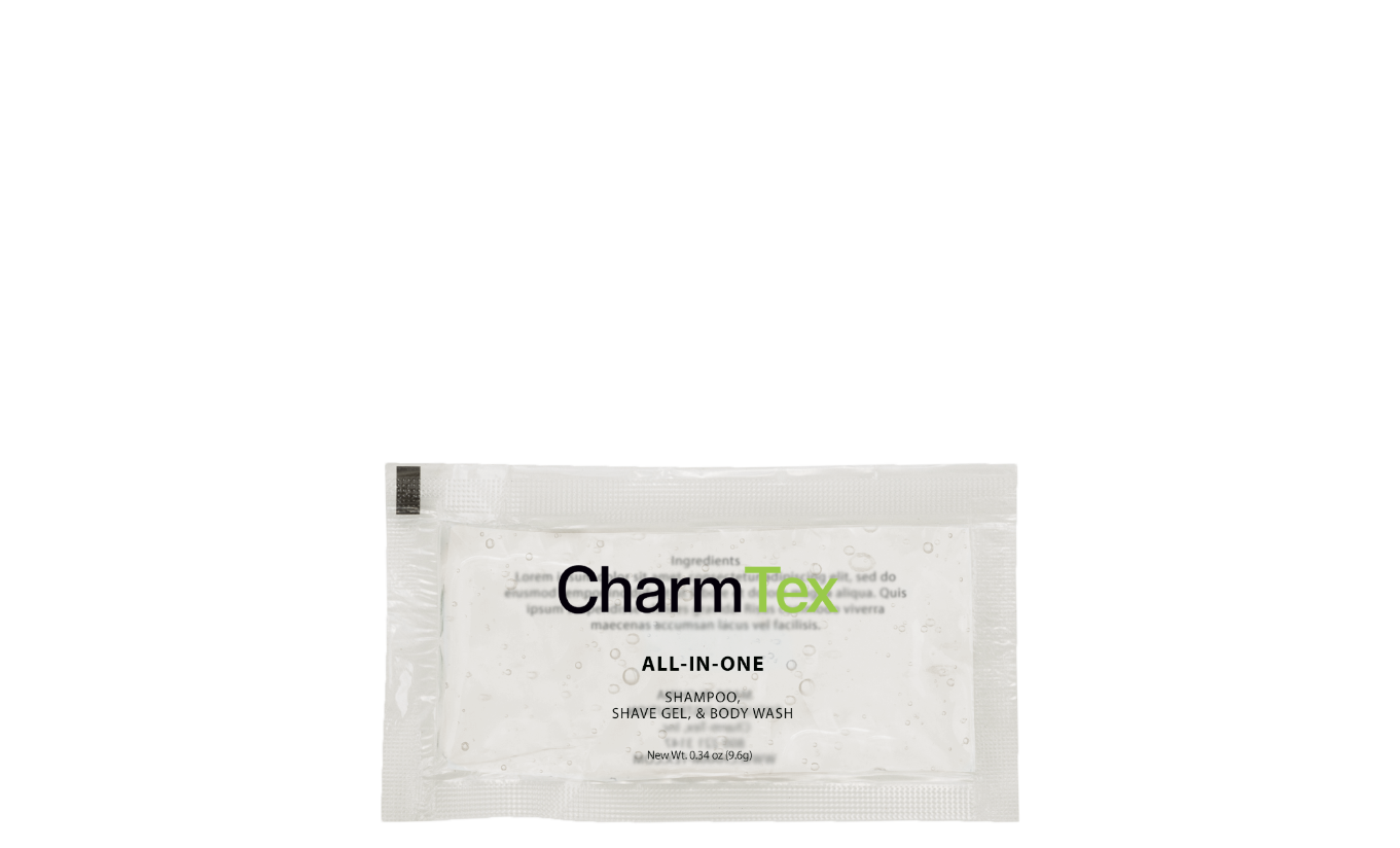 All-In-One Shampoo, Shave Gel & Body Wash Packets - Charm-Tex