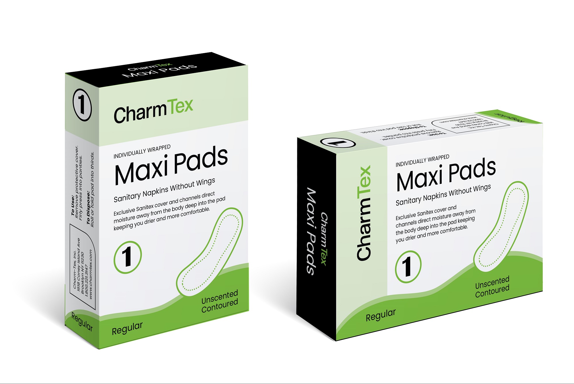 Inmate Hygiene: Feminine Care - Individually Boxed Maxi Pads - Charm-Tex